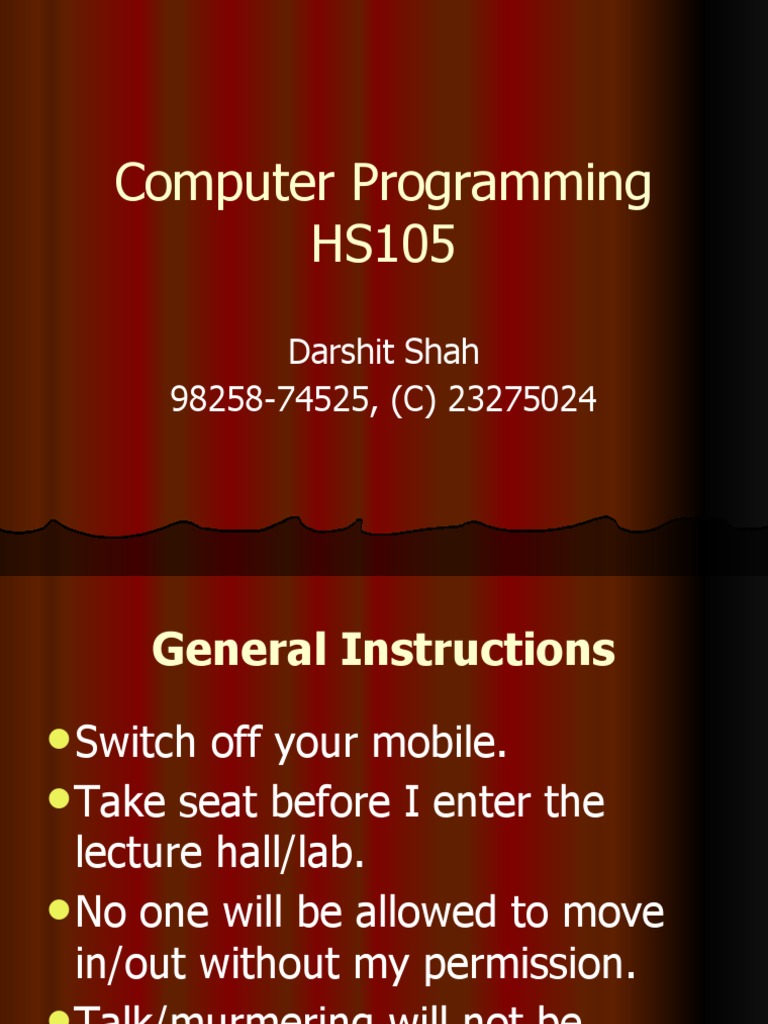 Computer Programming Course Guide | PDF | Computer Programming ...