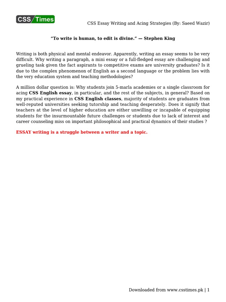 CSS Essay Writing | PDF