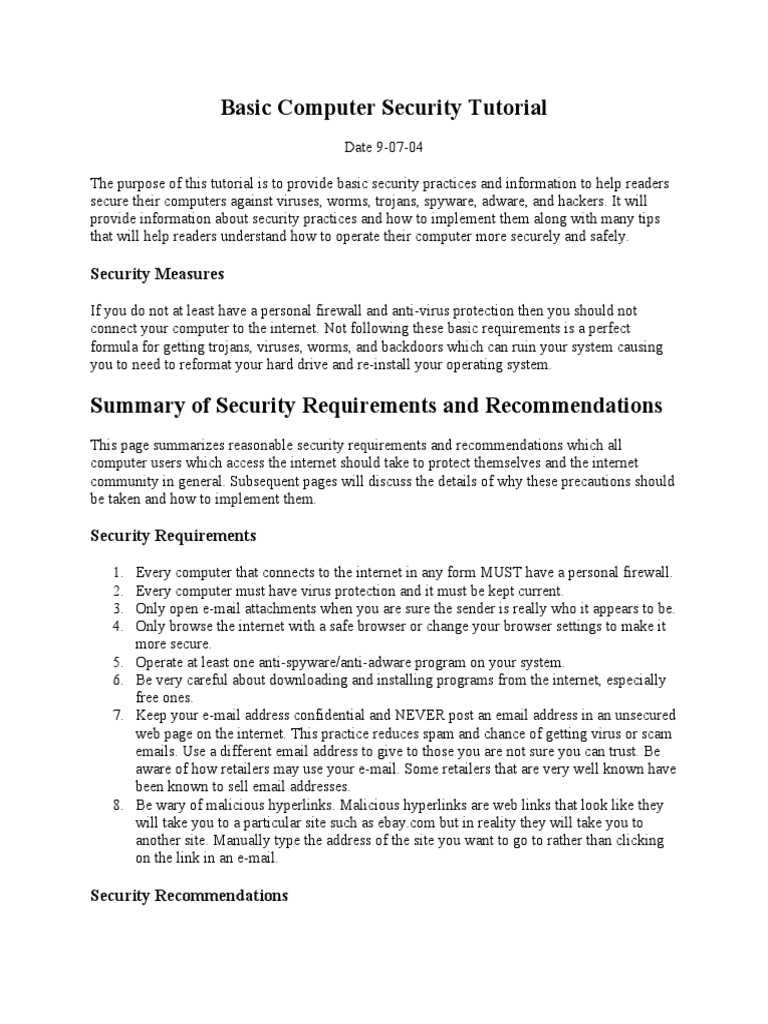 Basic Computer Security Tutorial | PDF | Biometrics | Authentication