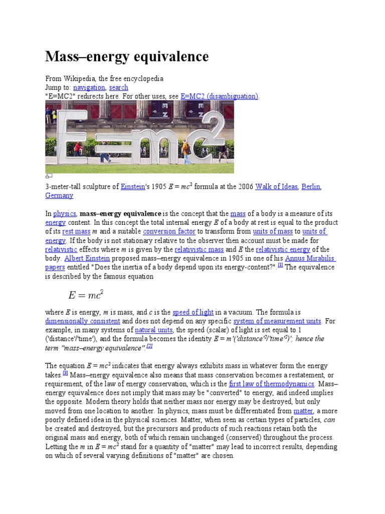 'time') ' Hence The Term "Mass-Energy Equivalence" | Download Free PDF ...