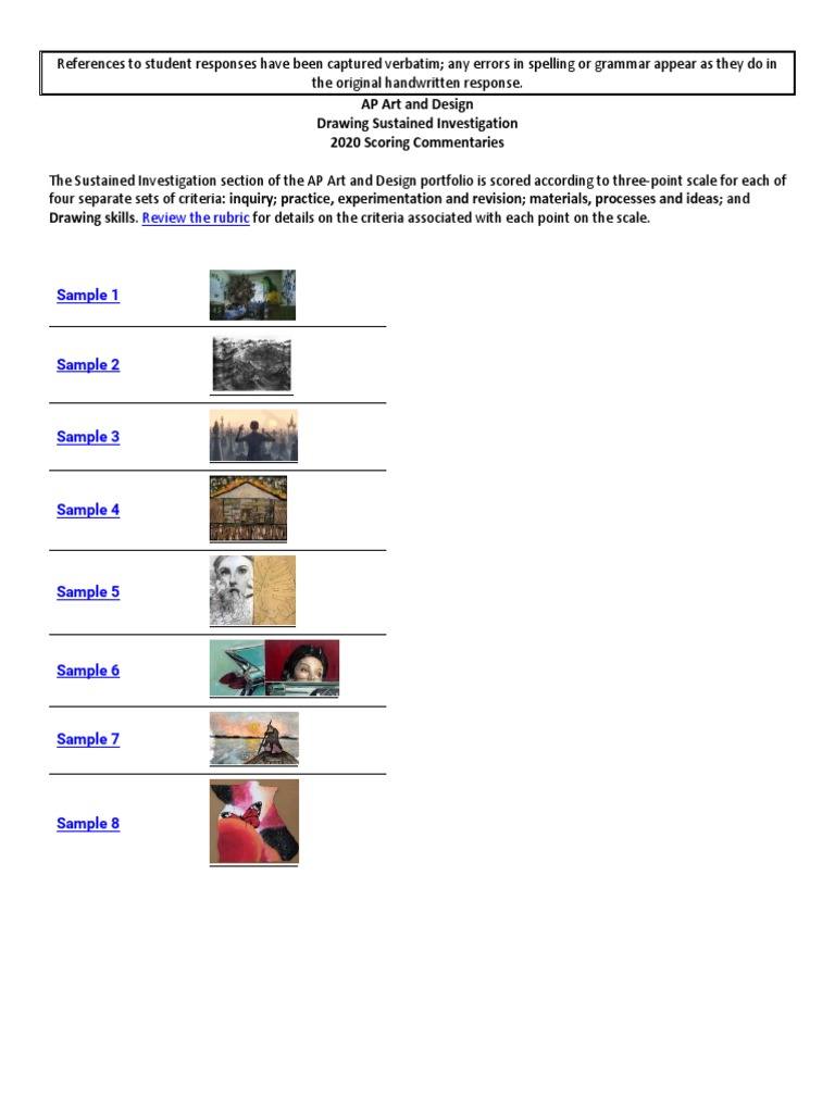 Ap Art and Design Drawing Sustained Investigation Samples 2019 2020 PDF ...