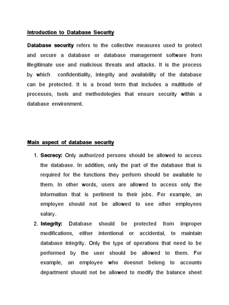 Introduction To Database Security | PDF | Databases | Security