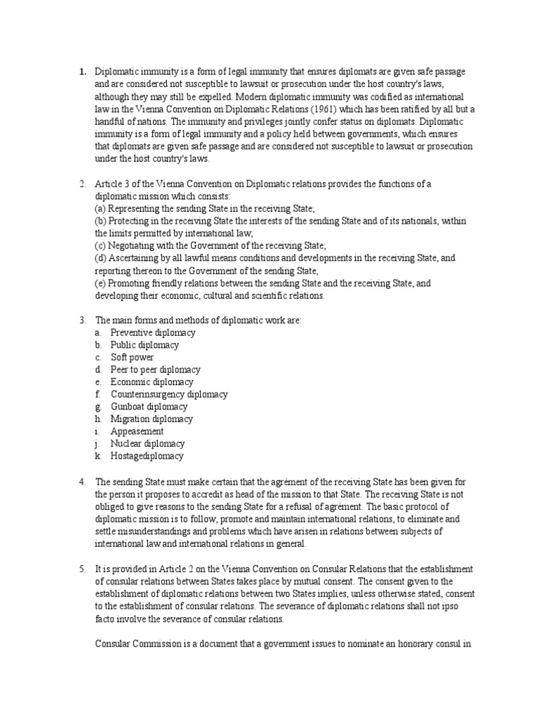 Diplomatic Immunity | PDF | Diplomatic Correspondence | Public Sphere