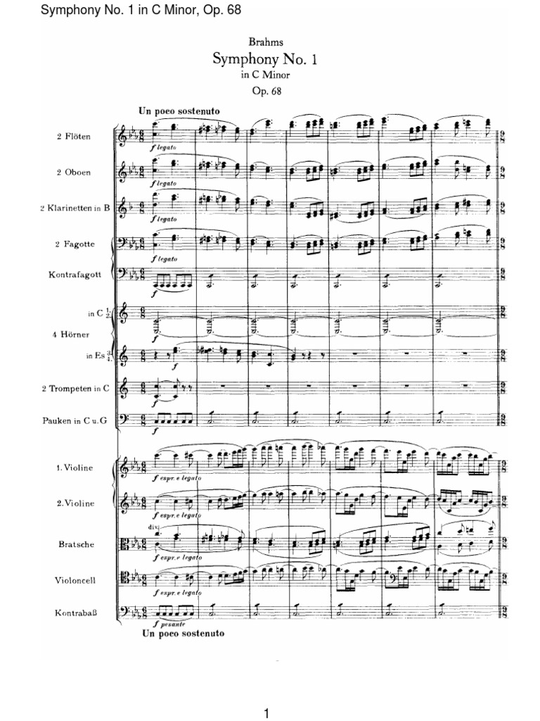 Brahms - Symphony No 1 in C Minor Op 68 (Complete Orchestral Score) PDF | Download Free PDF ...