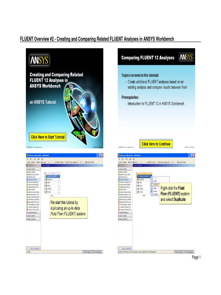 FLUENT Overview 2 Creating and Comparing Related FLUENT12 Analyses in ANSYS Workbench DOC PDF | PDF