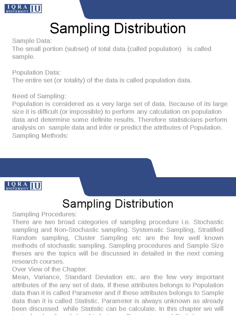 Sampling Distribution | PDF | Mean | Standard Deviation