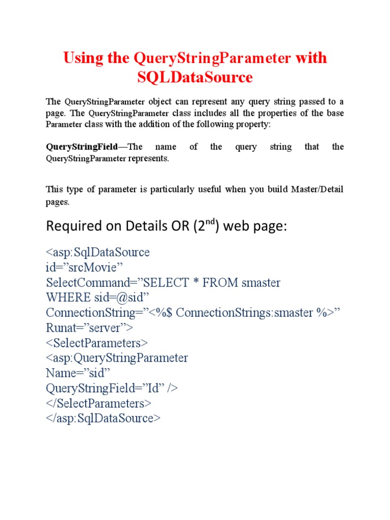 ASP Control Parameter - SQLDataSource | PDF | Parameter (Computer Programming) | Databases