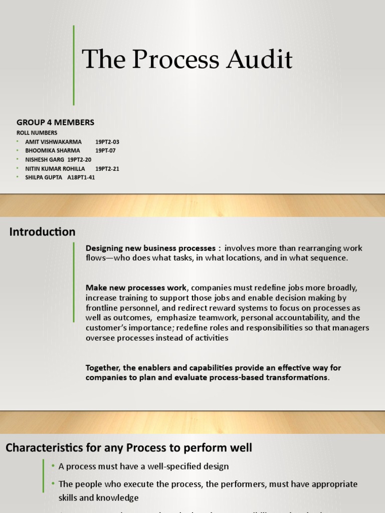 The Process Audit: Group 4 Members | PDF | Business Process | Business