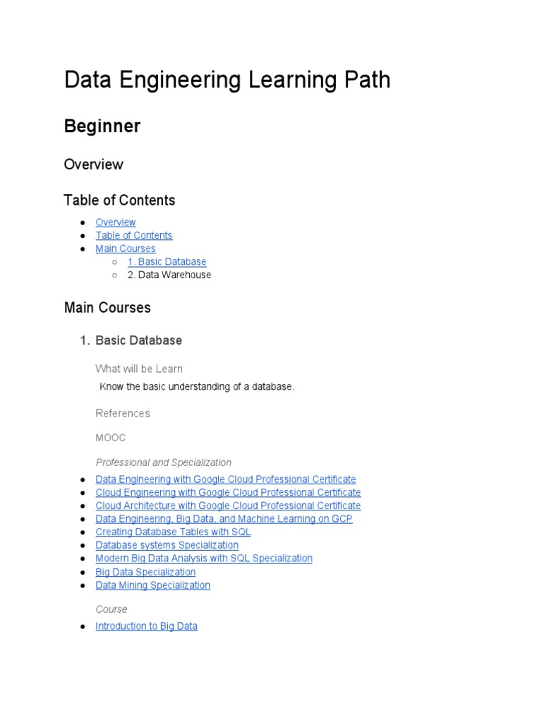Data Engineering Learning Path | PDF