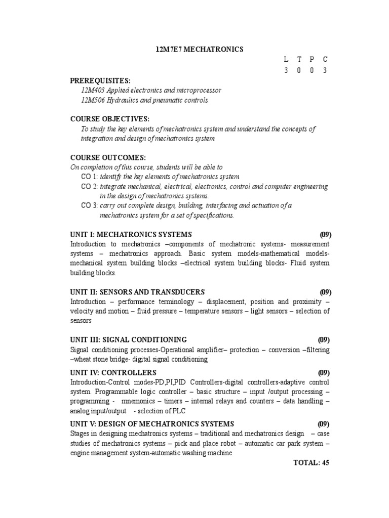 Mechatronics | PDF | Mechatronics | Programmable Logic Controller