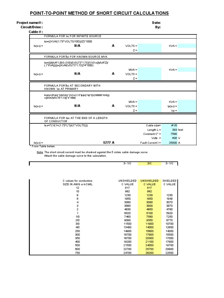 Point-To-Point Method of Short Circuit Calculations: Project Name ...