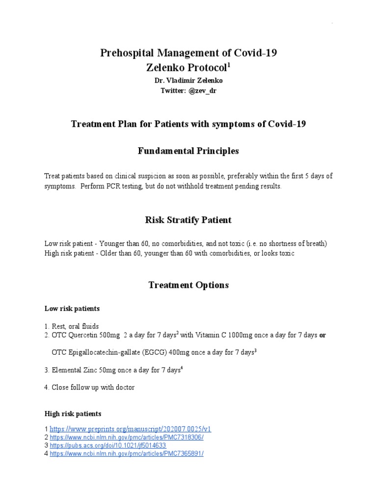 Prehospital Management of Covid-19 Zelenko Protocol | PDF | Rtt | Epidemiology