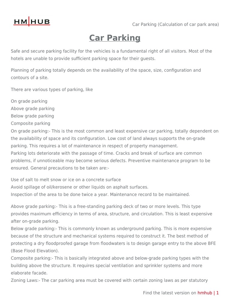 Car Parking (Calculation of Car Park Area) PDF | PDF | Parking ...