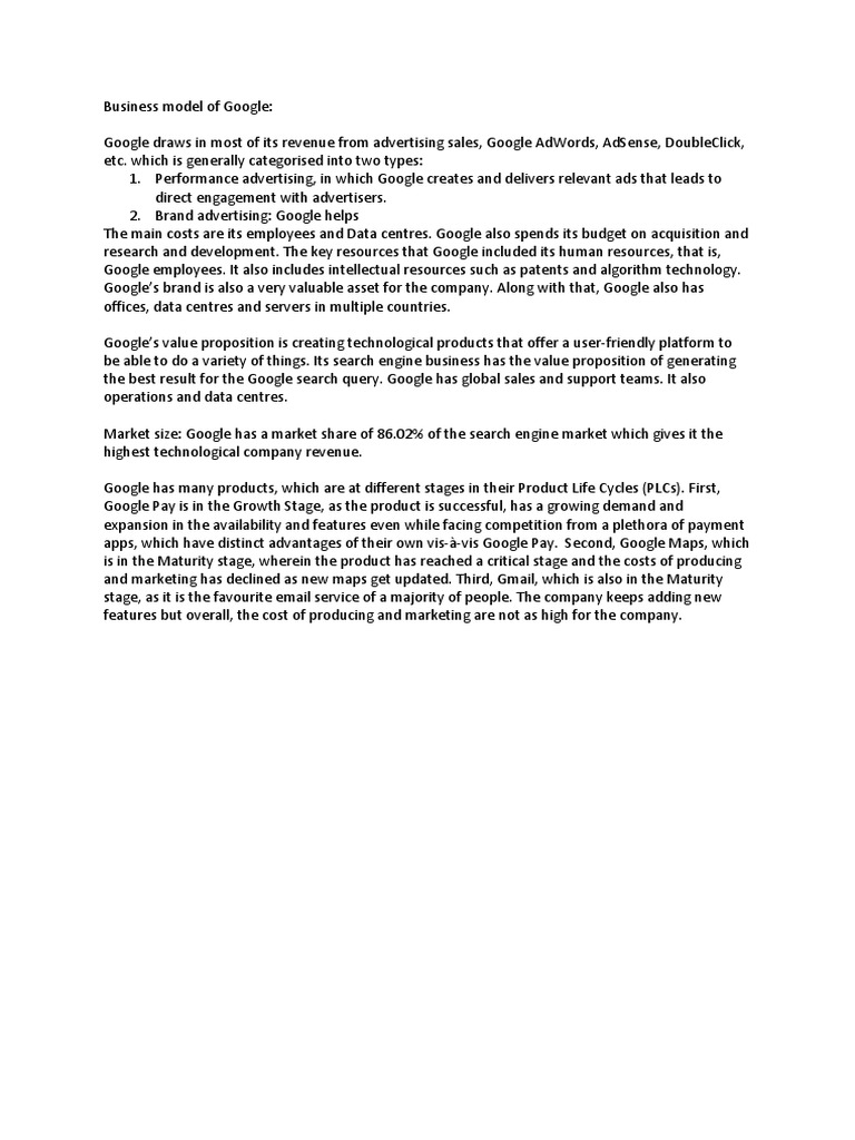 Google Business Model Overview | PDF | Business