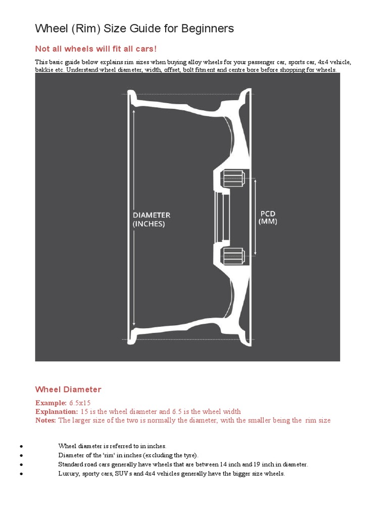 Wheel Rim Size Basics Explained | PDF | Wheel | Automotive Industry