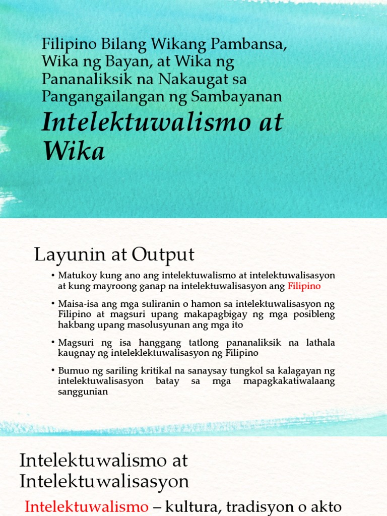 Intelektuwalismo at Wika | PDF