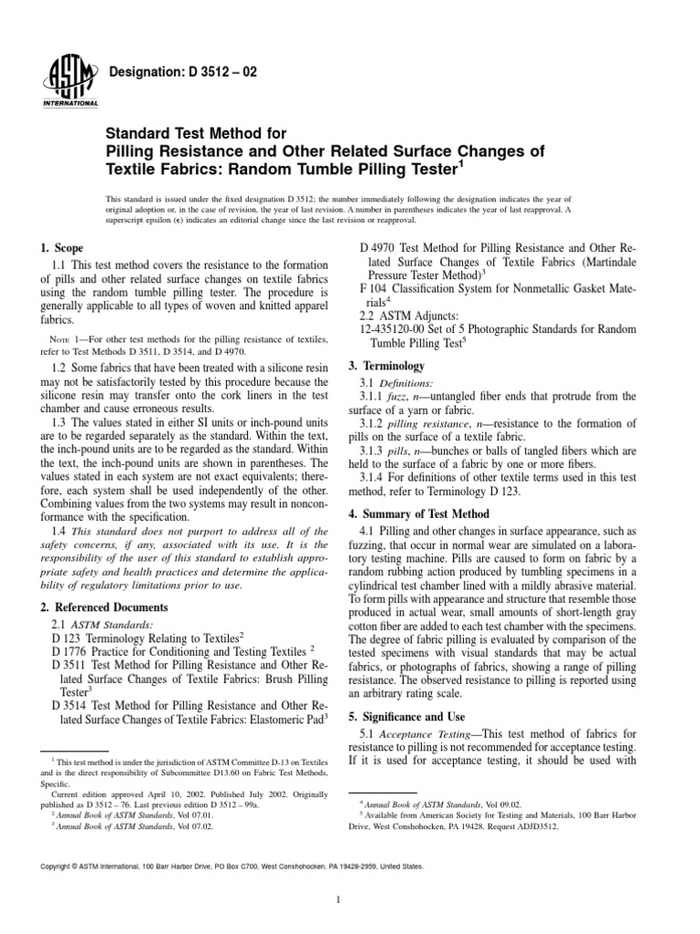 Astm D3512 | PDF | Textiles | Wear