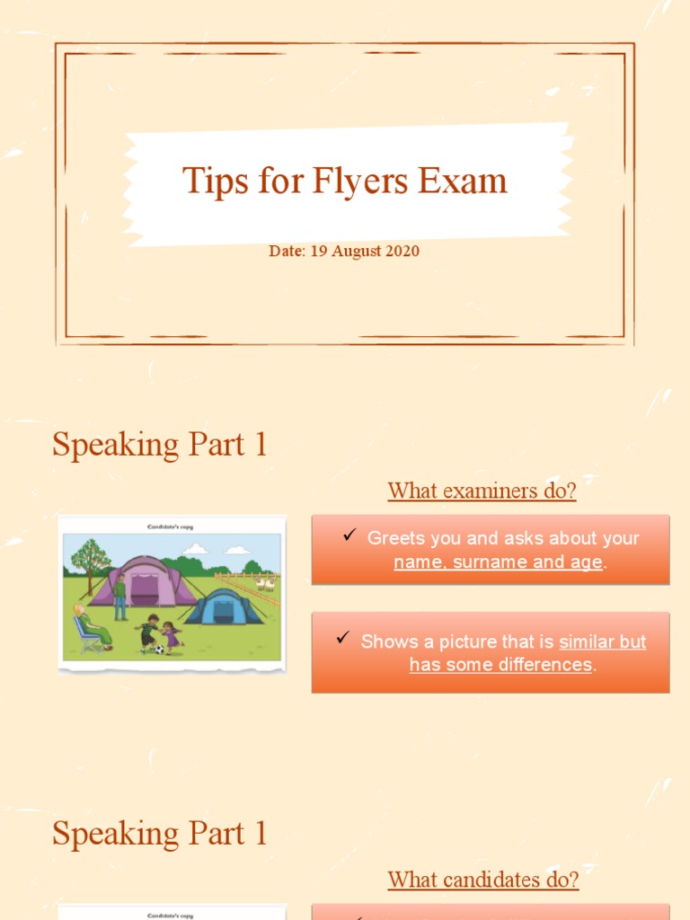 Tips For Flyers Exam | PDF | Adjective | Verb