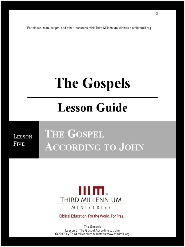 The Gospels: Lesson Guide | PDF | Ministry Of Jesus | John The Apostle