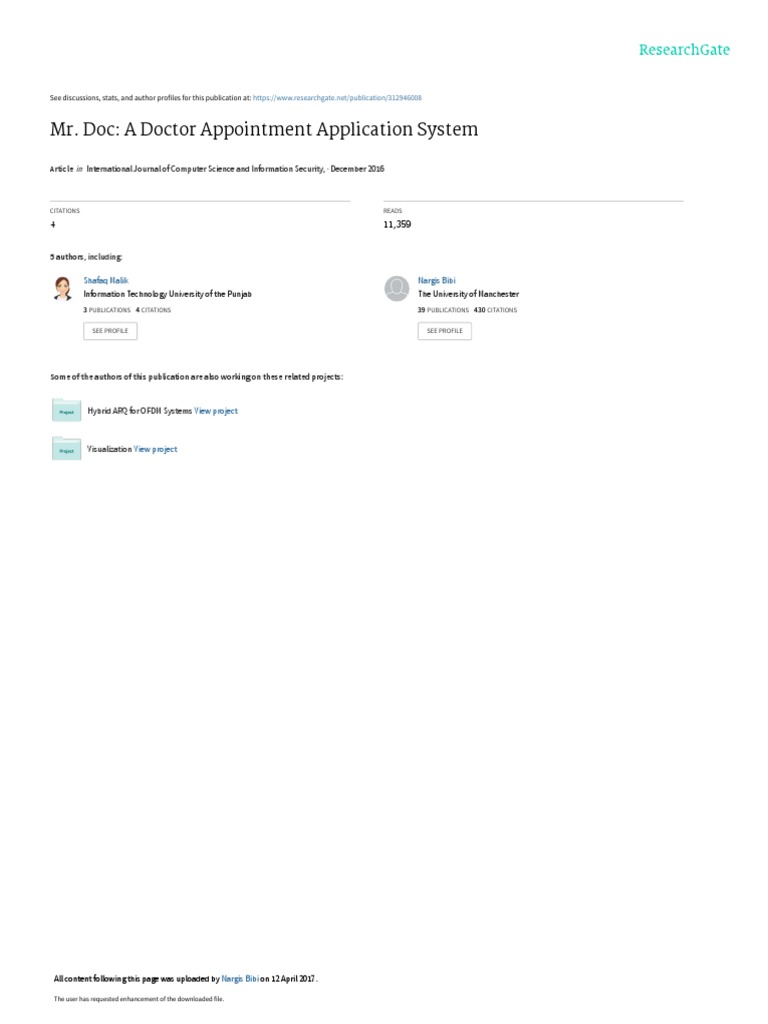 Mr. Doc: Doctor Appointment System | PDF | Android (Operating System ...