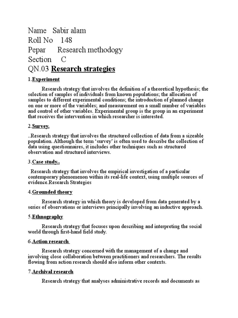 Research Strategies and Methodologies | PDF | Sampling (Statistics ...