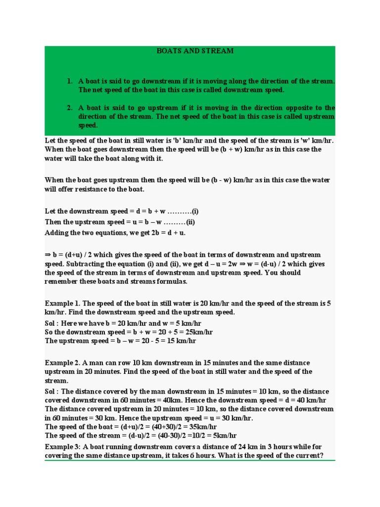 Boats and Stream Notes | PDF | Speed | Velocity