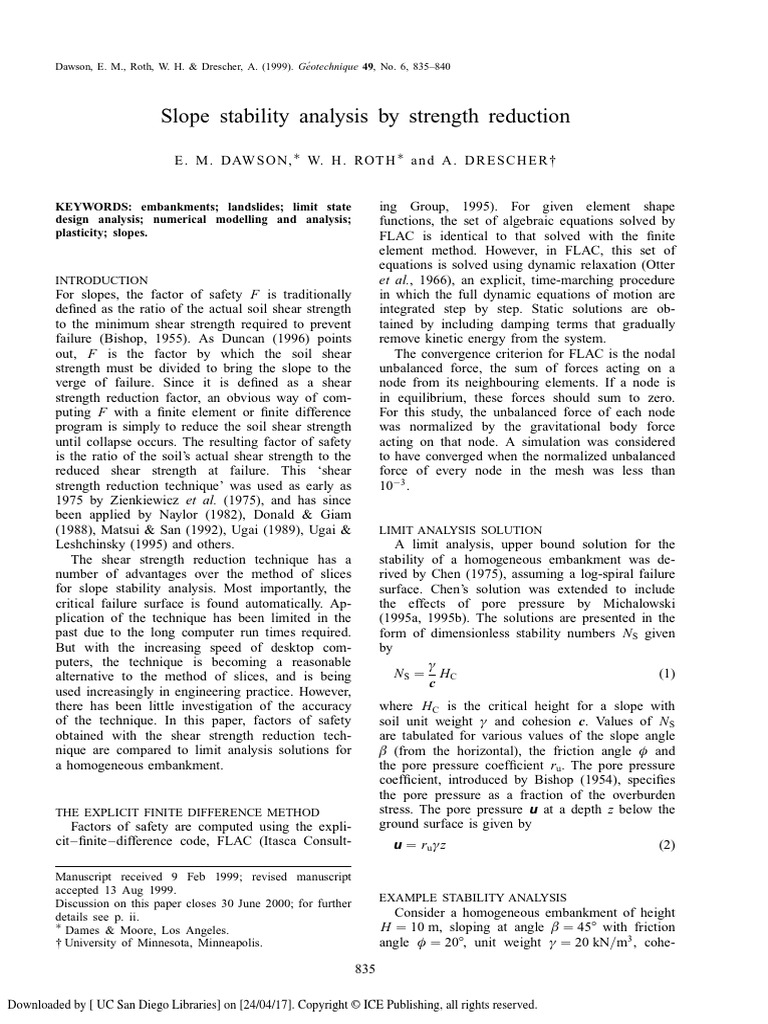 Slope Stability Analysis by Strength Reduction | PDF | Civil ...