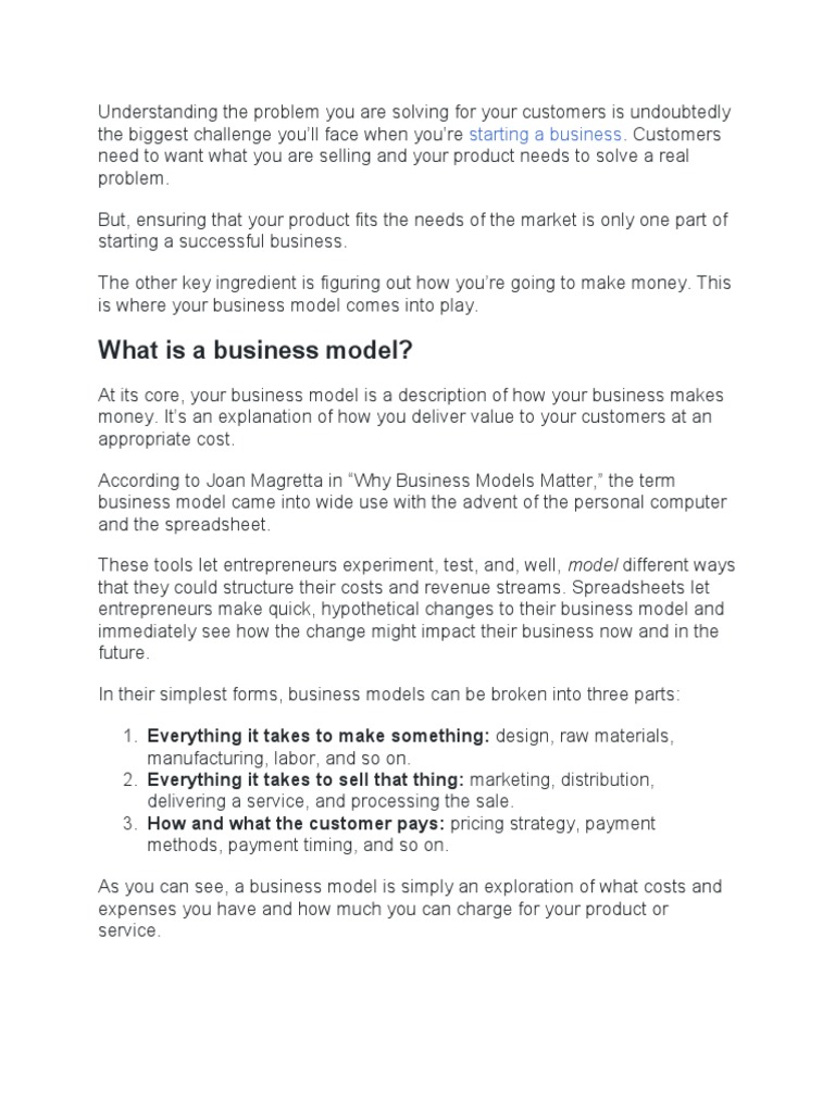 What Is A Business Model? | PDF | Business Model | Subscription ...