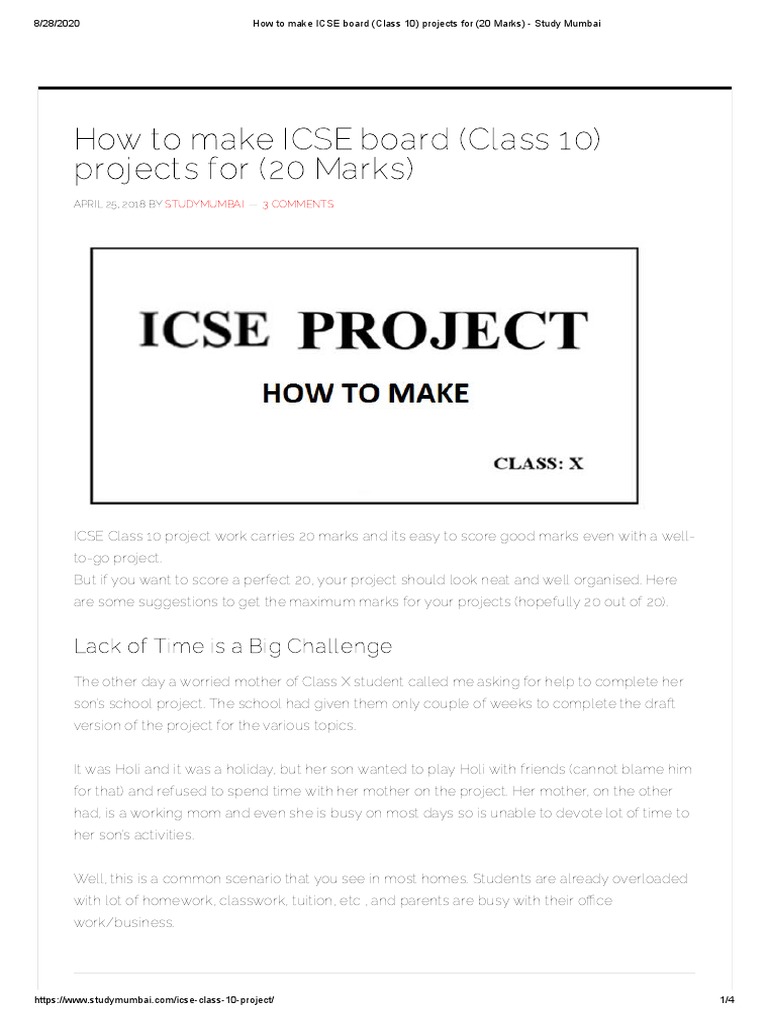 How To Make ICSE Board (Class 10) Projects For (20 Marks) - Study ...