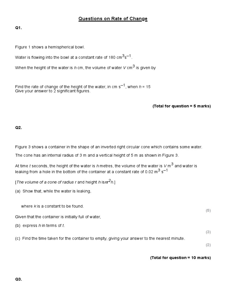 Differentiation Rate of Change-C34 | PDF | Sphere | Equations