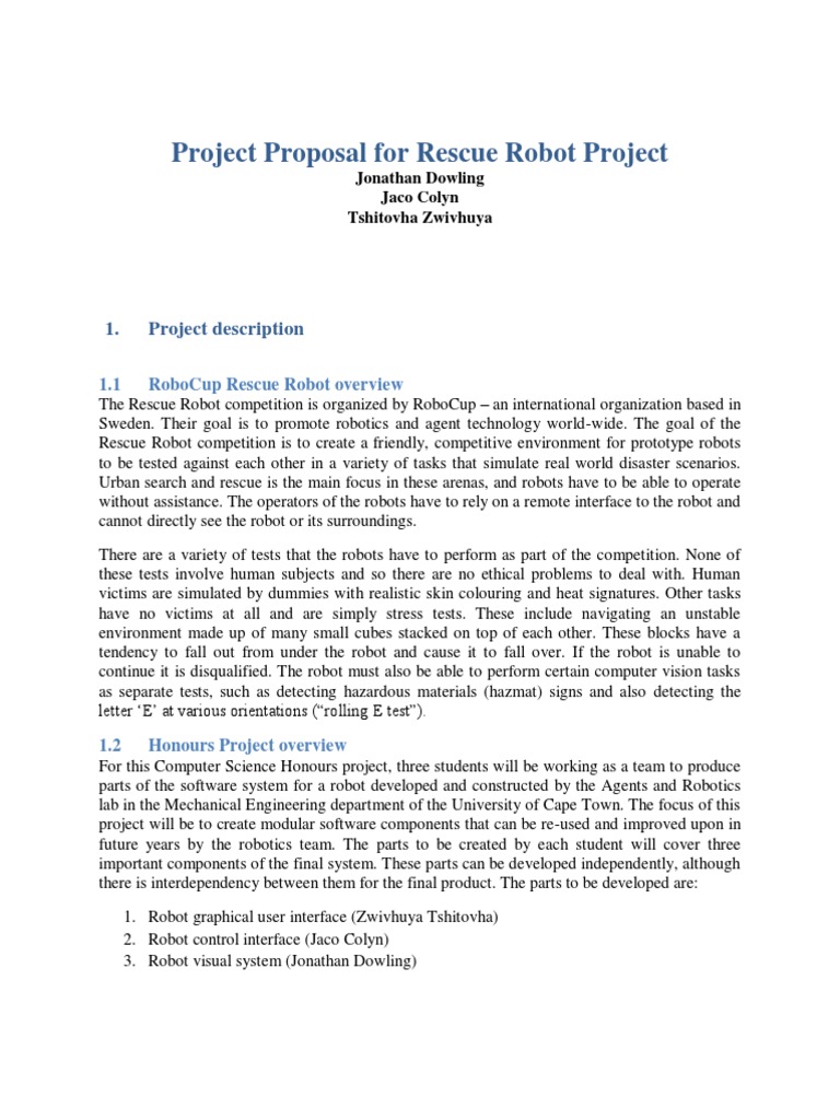 Project Proposal For Rescue Robot Project | PDF | Graphical User ...