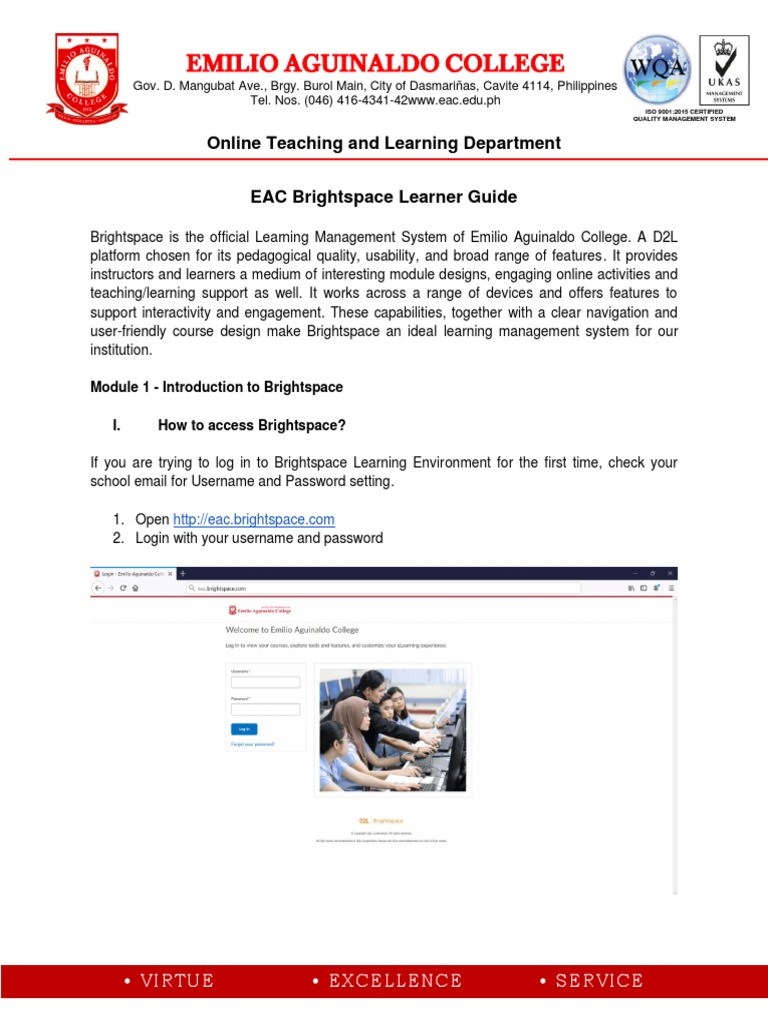 EAC Brightspace Learner Guide PDF | PDF | Ios | Mobile App