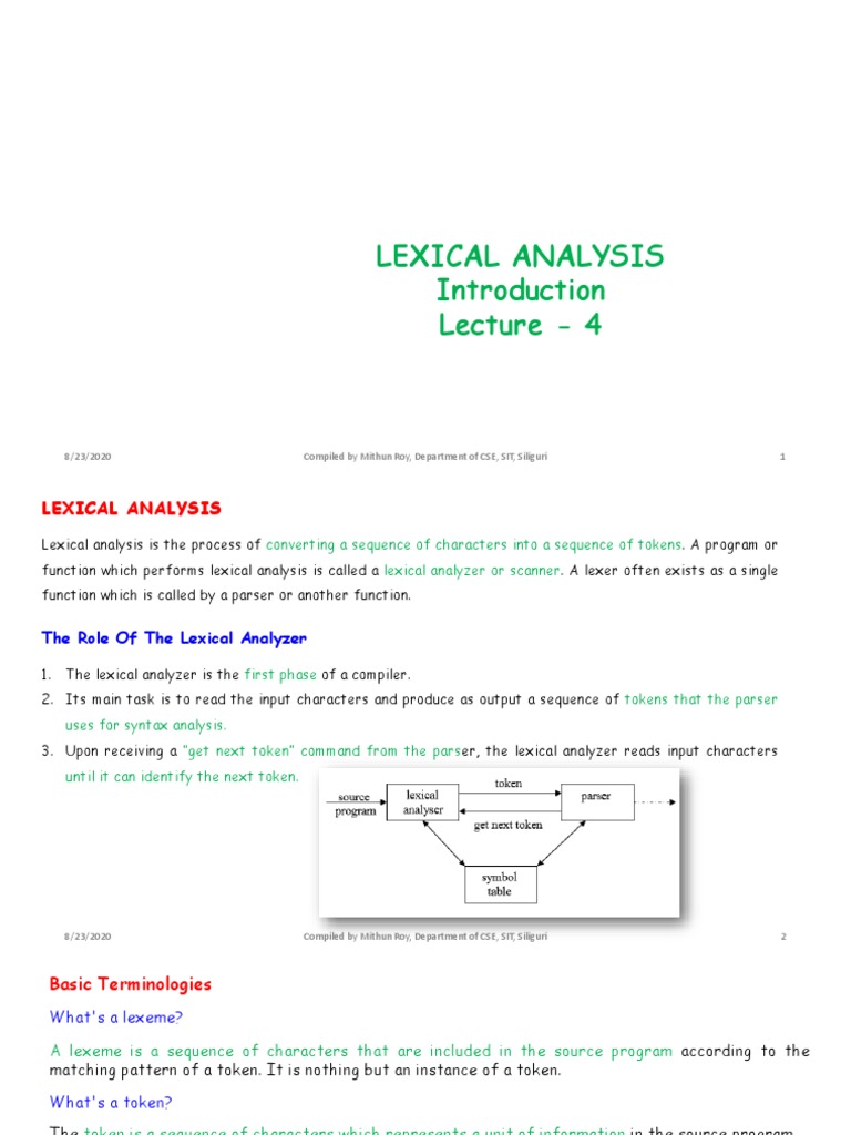 L4 - Lexical Analysis (Introduction) | PDF | Software Engineering | Formalism (Deductive)