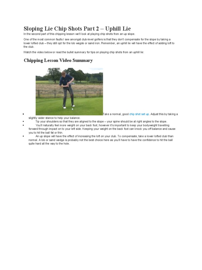 Golf Coaching Sloping Lie Chip Shots Part 2 | PDF