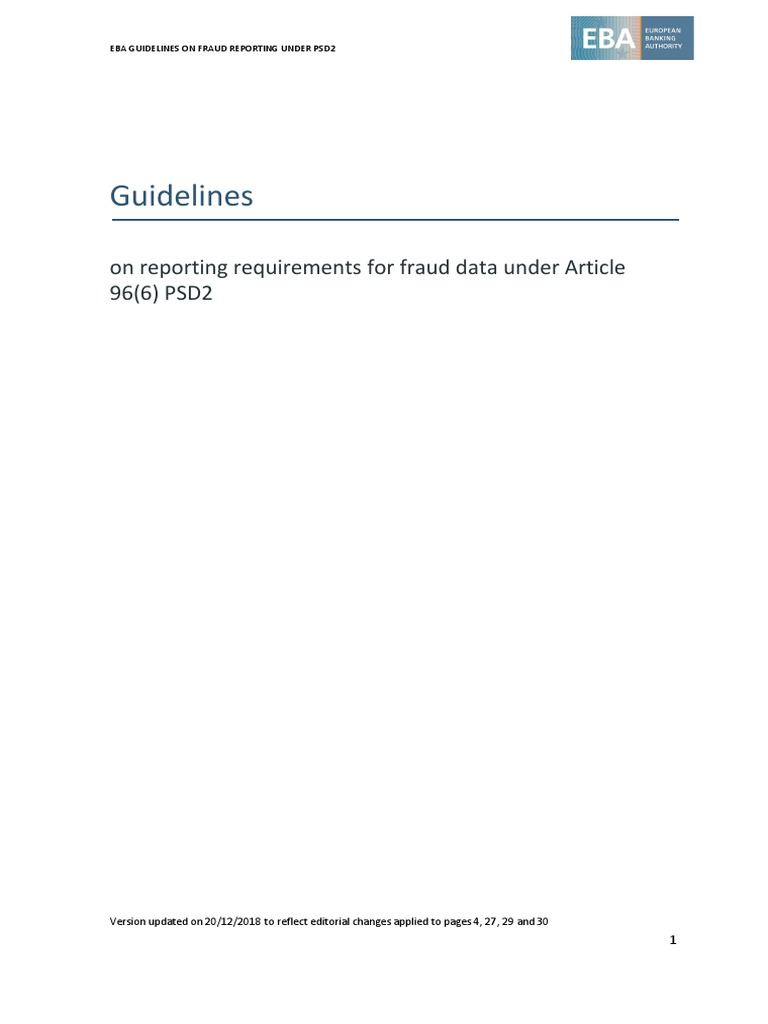 EBA Fraud Reporting Guidelines PSD2 | PDF | Fraud | Payments