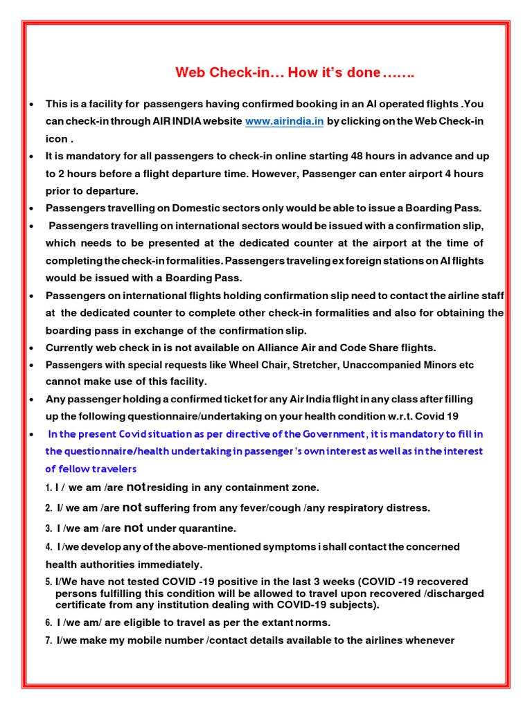 Web Check-In How It's Done | PDF | Airport | Aviation