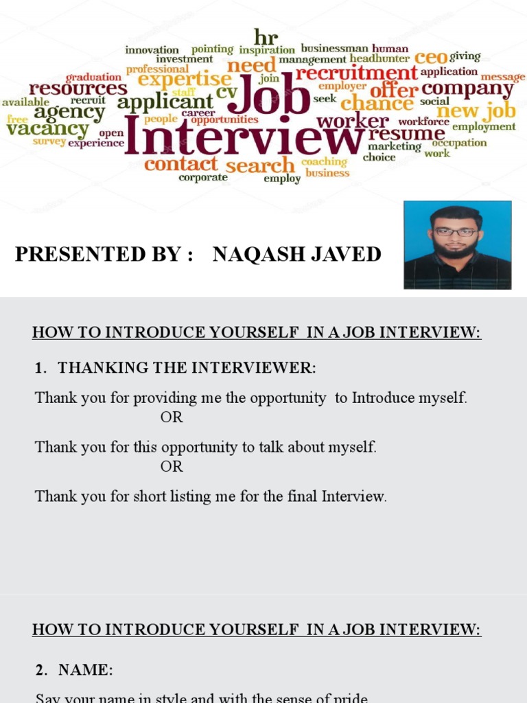 How To Introduce Yourself in A Job Interview | PDF