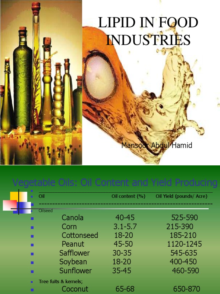 Lec 1 NE41102 Lipid in Food Industry | PDF | Vegetable Oil | Foods
