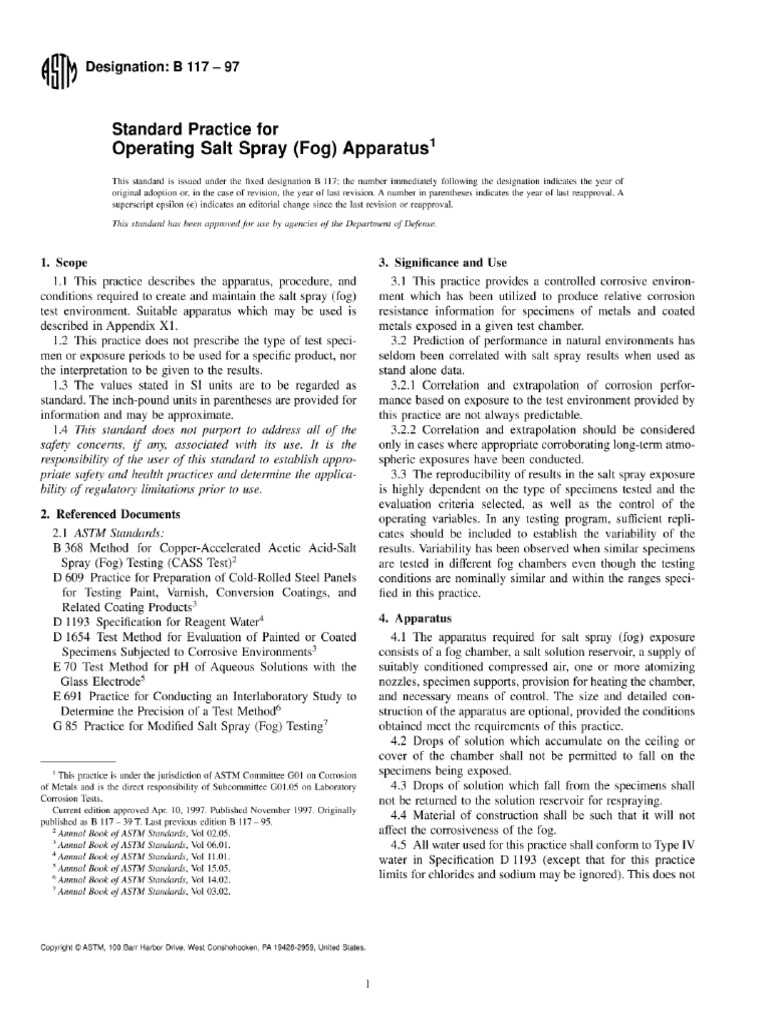 Astm B117 97 | PDF