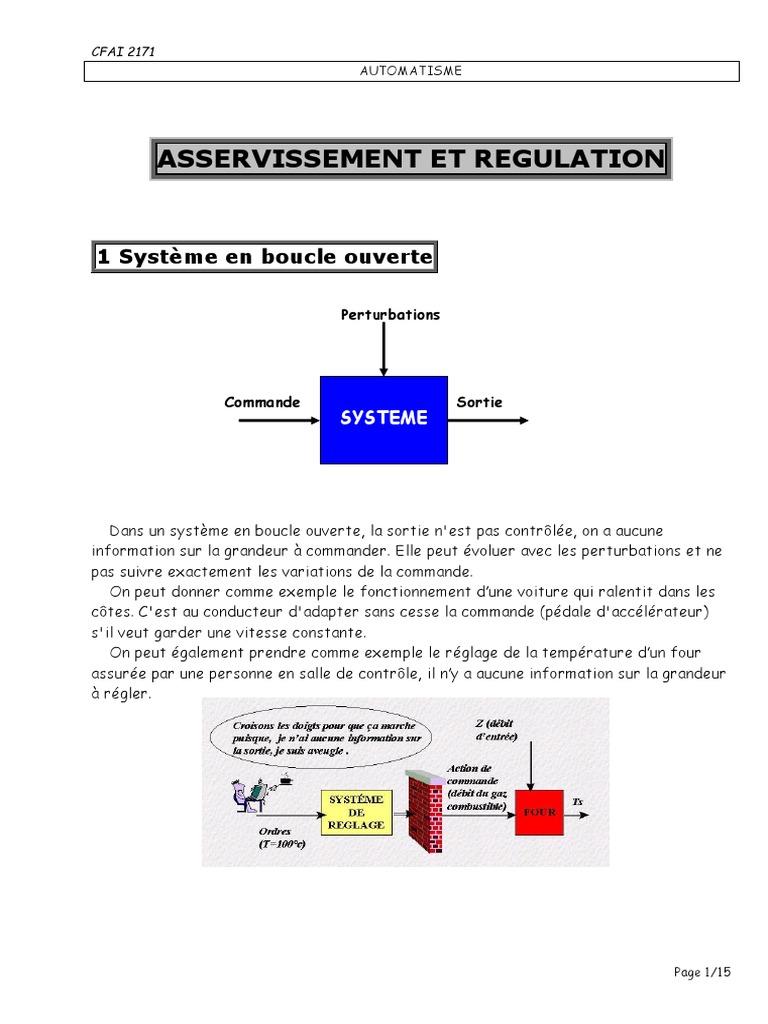 Asservissement et Régulation en Automatisme | PDF | Régulation ...
