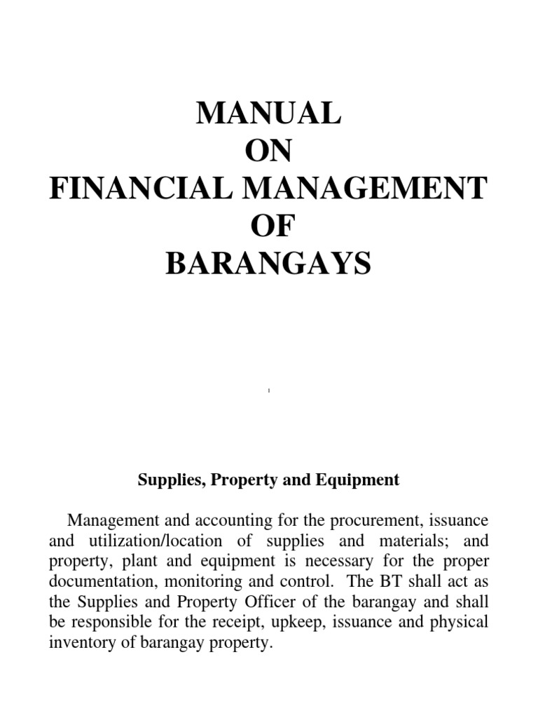 Barangay Financial Management Manual | PDF | Inventory | Business