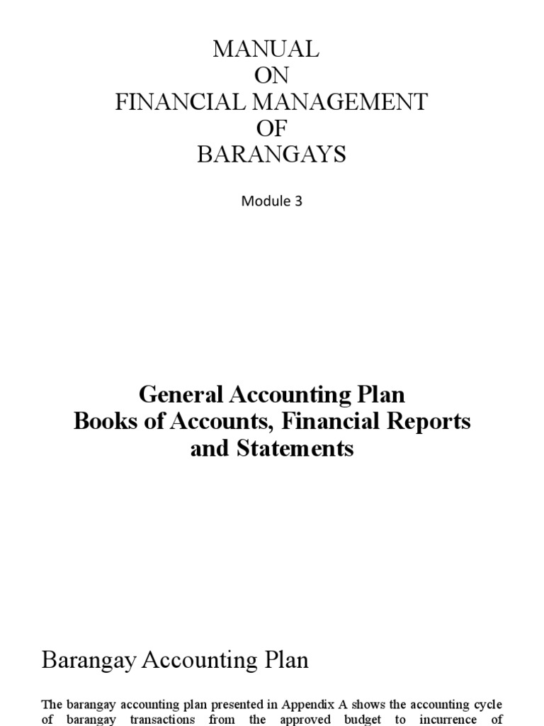 Barangay Financial Management Manual | PDF | Debits And Credits ...
