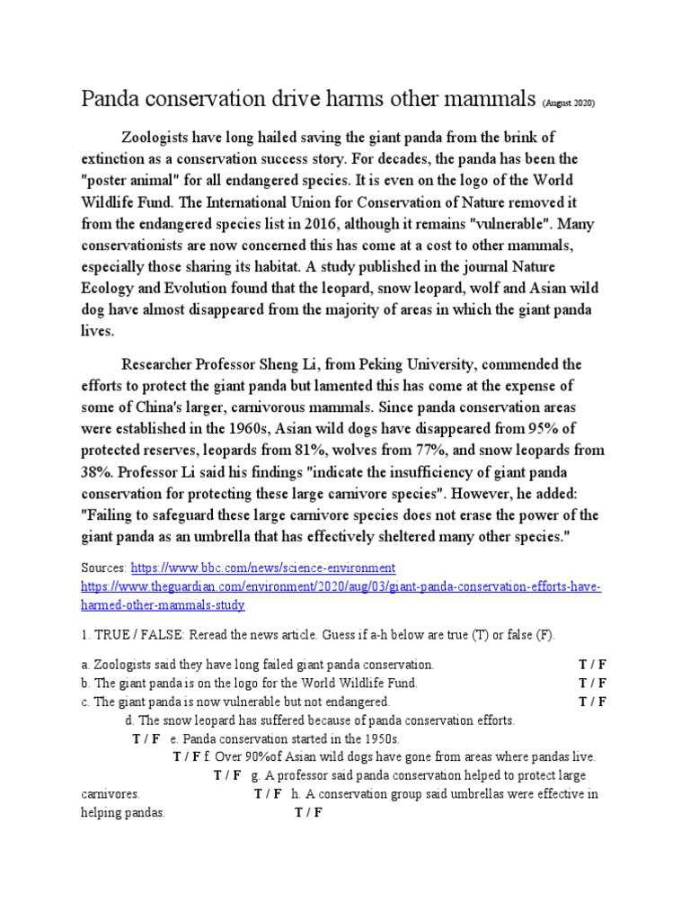 Panda Conservation | PDF | Giant Panda | Conservation Biology