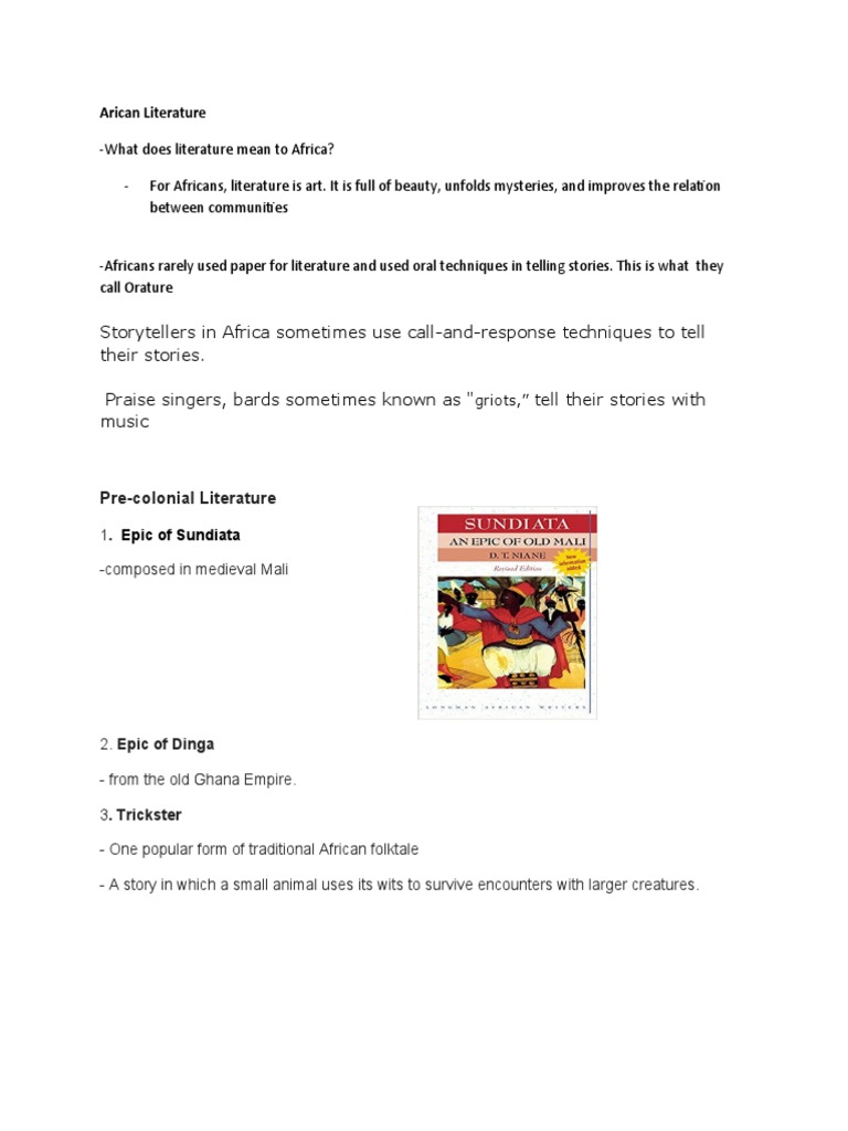 Overview of African Literature and Themes | PDF | General Fiction