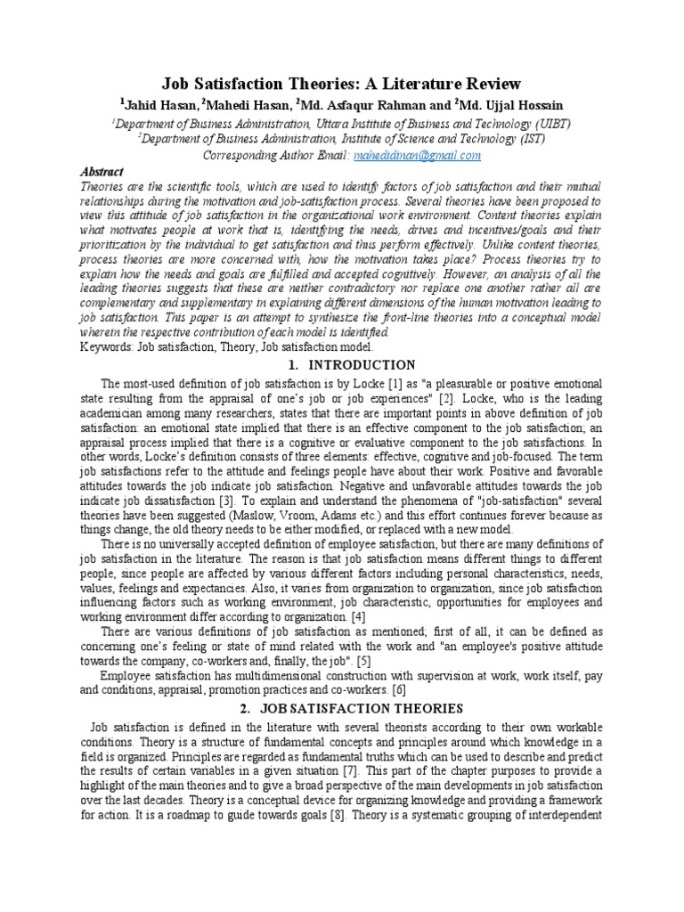 Job Satisfaction Theory | PDF | Job Satisfaction | Motivation