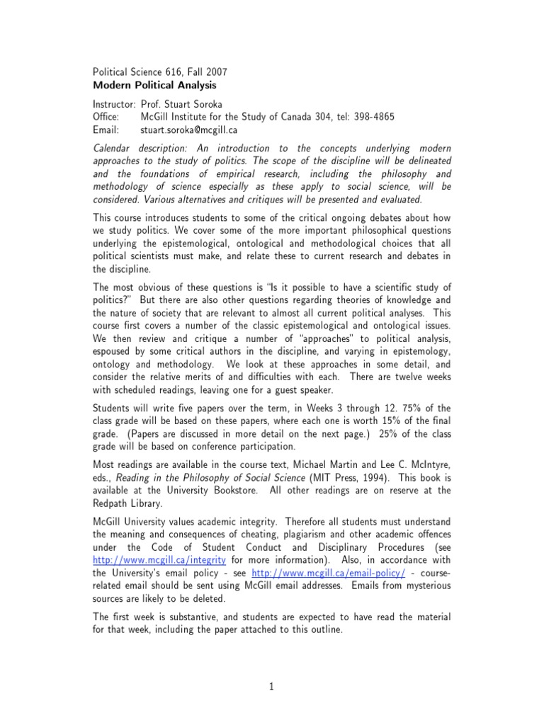 Modern Political Analysis Overview | PDF | Rationality | Political Science