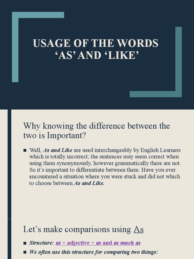 Using 'As and Like' | PDF | Language Arts & Discipline