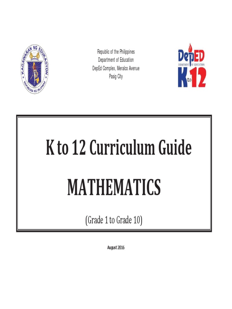 K To 12 Curriculum Guide: Mathematics | PDF | Equations | Geometry