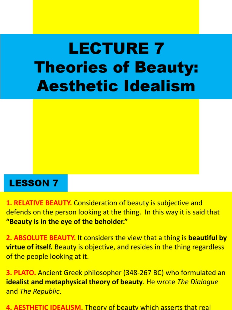 Lecture 7. (Theories of Beauty) Aesthetic Platonism | PDF | Idealism ...