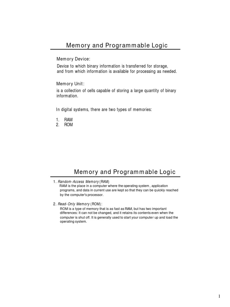 Memory Technologies: Exploring the Fundamentals of RAM, ROM, and Memory Hierarchy | PDF | Random ...